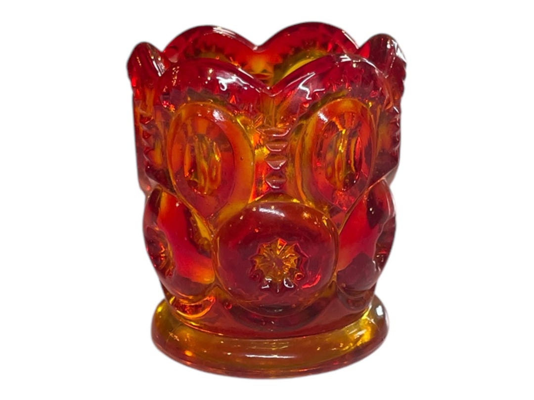 LE SMITH Amberina Glass Moon and Stars Toothpick Holder - MCM ...