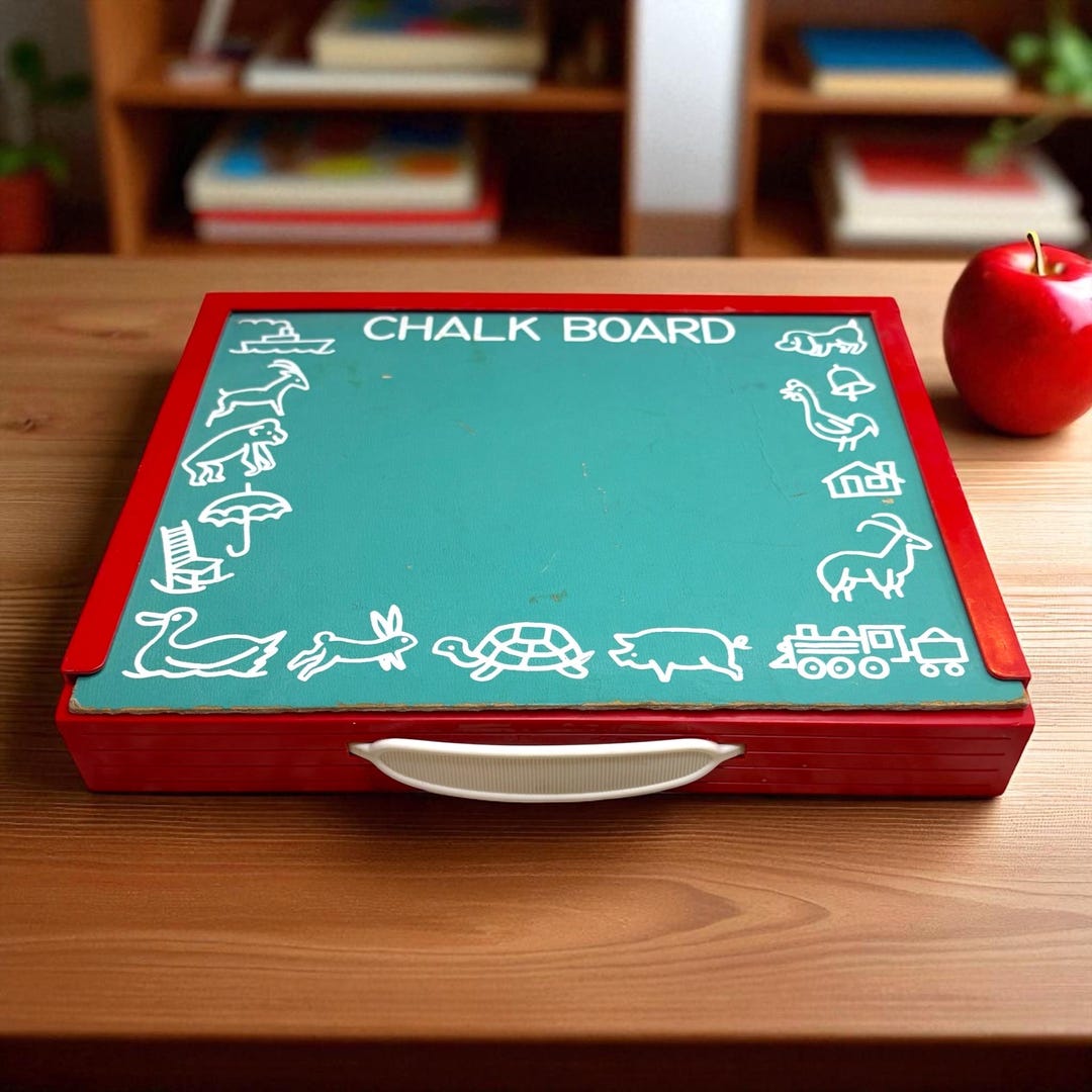 Vintage Child’s Play Desk Chalkboard and Pegboard - Back to School ...