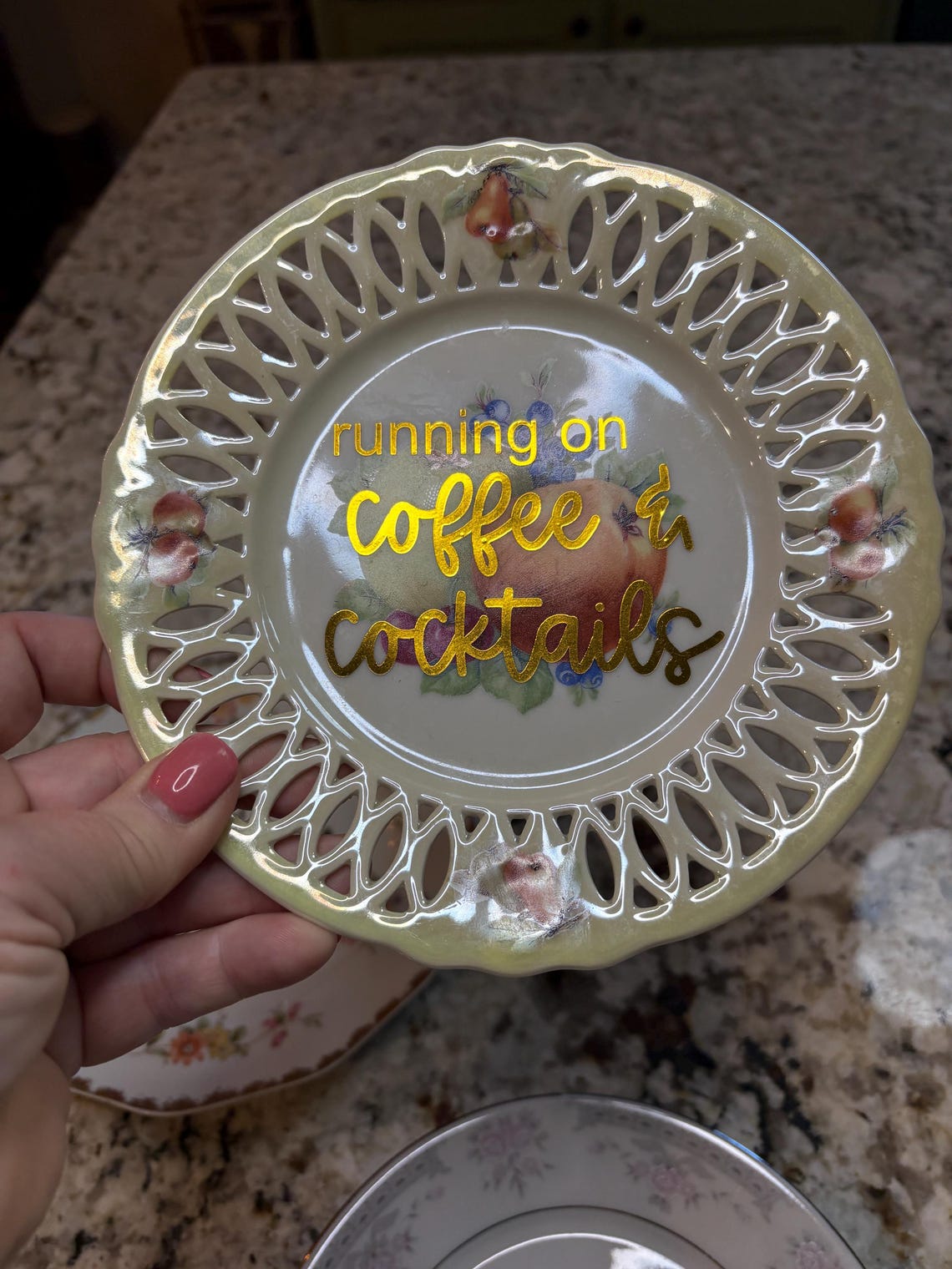 Cheeky China Coffee & Cocktail Lover Plate “running on Coffee and ...