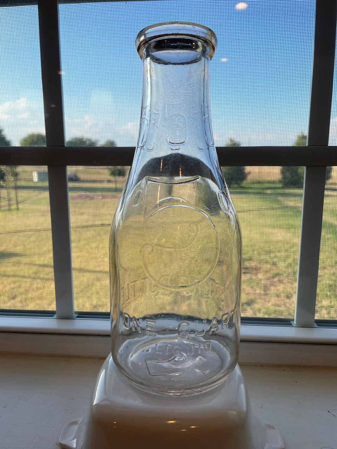 5 Cent Store Milk Bottle! One Quart Liquid. Duraglass. Awesome Font ...