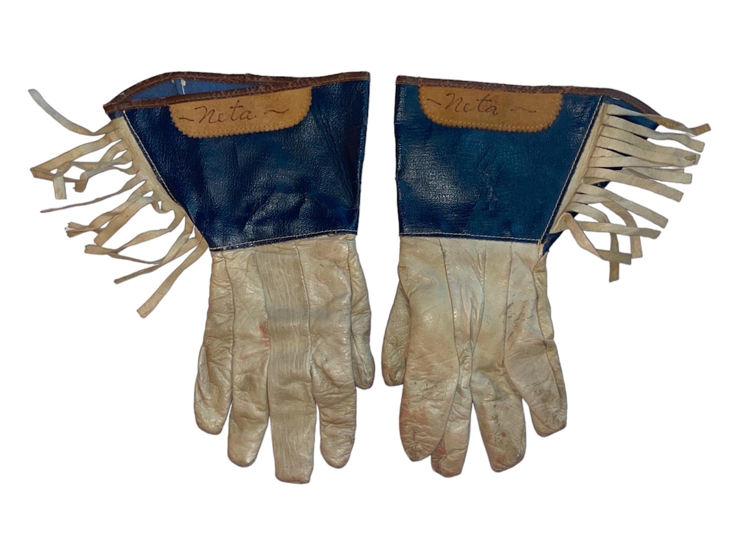 Vintage Cowboy Leather Gauntlet Gloves With Fring neta, Retro Western ...
