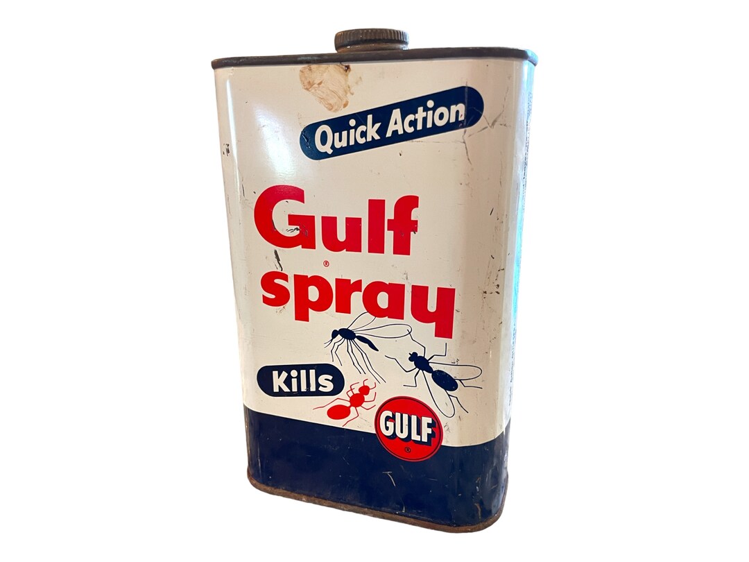 Vintage Gulf Quick Action Bug Spray Tin Can Container- Kills, Ants ...