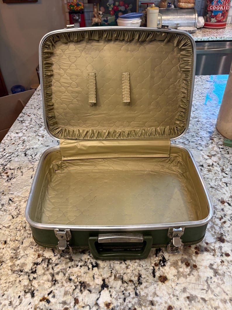 Vintage Avocado Green Small Suitcase - Etsy