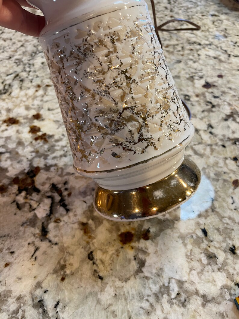 Fabulous Midcentury Lamp - Gold Splatter, White Ceramic, Retro, Mcm ...