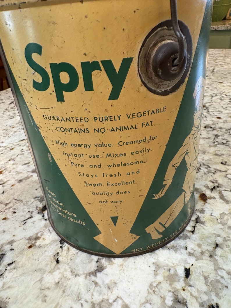 1930s - 40s Spry Pire Vegetable Shortening 6 Pound Pail With Lid and ...