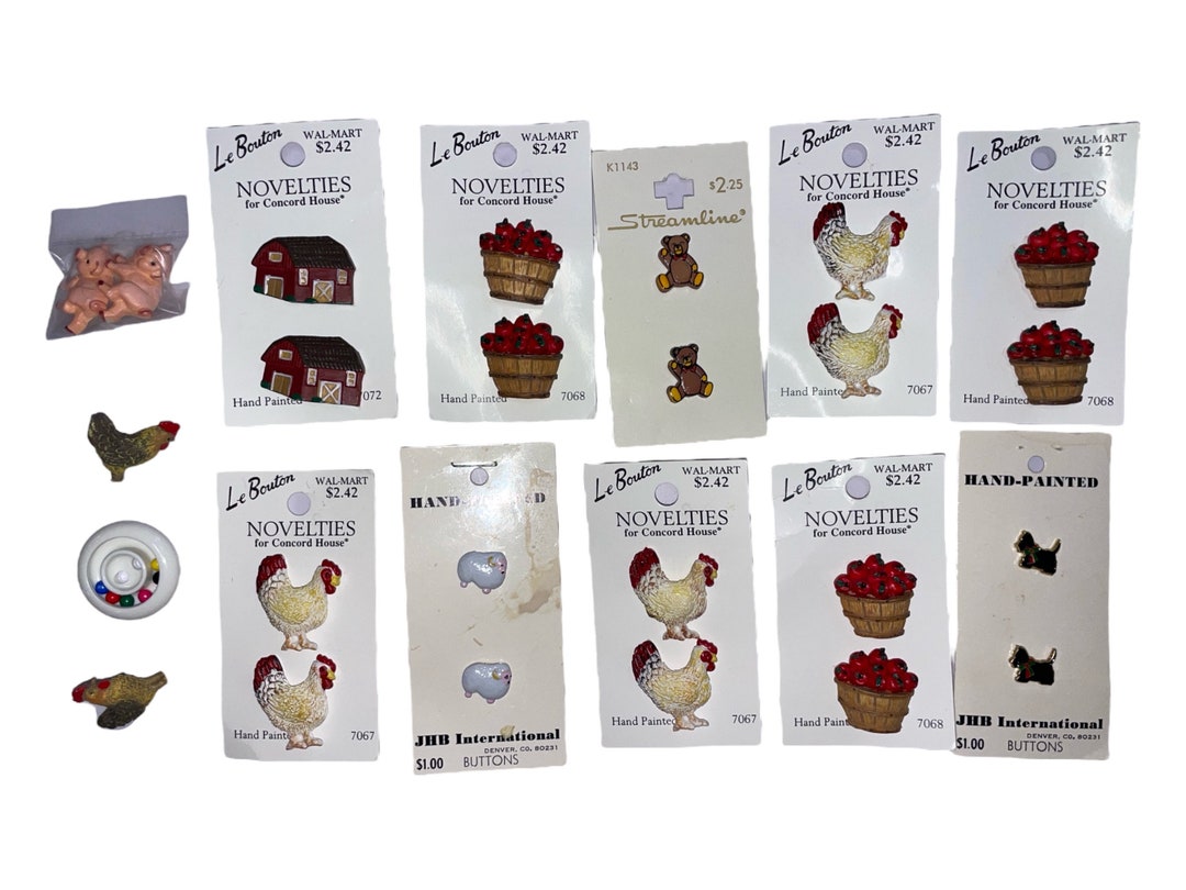24 Vintage Farm and Animal Inspired Novelty Buttons - Bushel of Apples ...