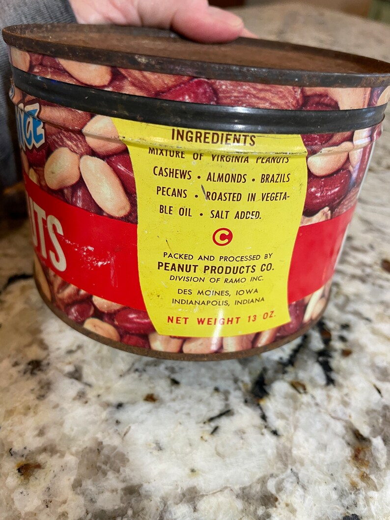 1968 Chef’s Choice Mixed Nuts Key Open Tim Can - CANCO, Salted, Peanuts ...