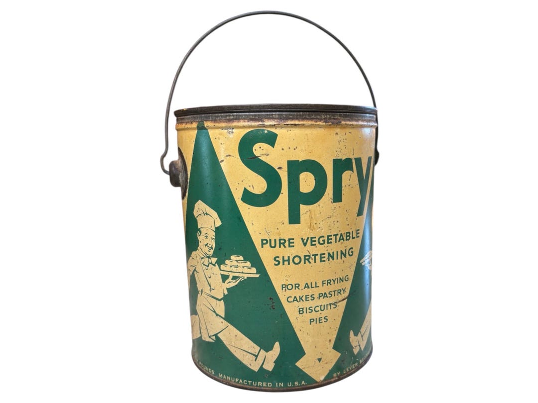 1930s - 40s Spry Pire Vegetable Shortening 6 Pound Pail With Lid and ...