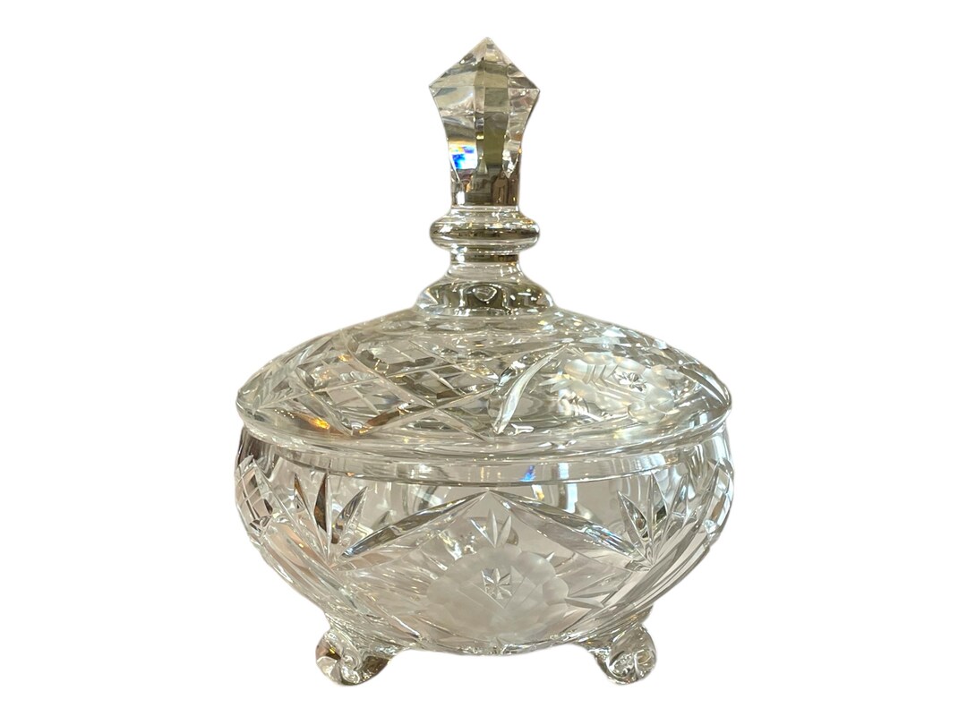 Gorgeous Vtg. Crystal Candy Dish, Lidded Crystal Candy Bowl, Vintage ...