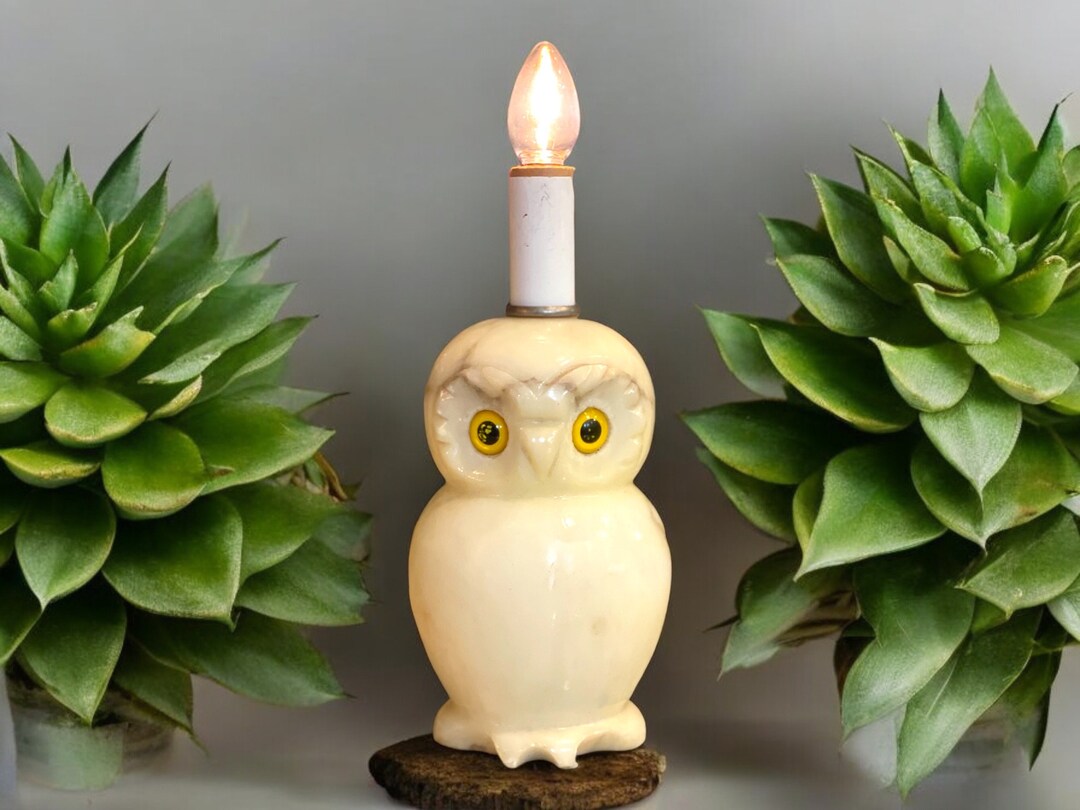 Charming Marble/alabaster Vintage Owl Lamp Small, Retro, Cute, Bird ...