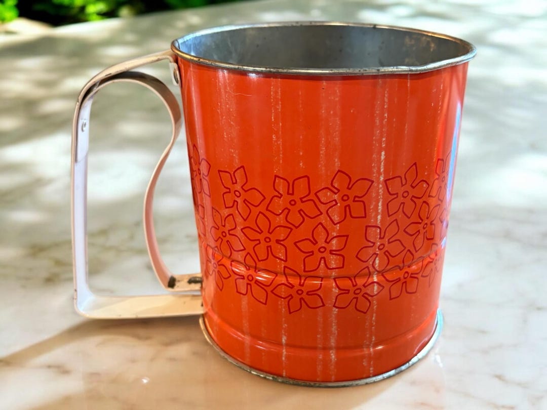 Retro Androck Flower Flour Sifter - Midcentury MCM Orange and Pink ...