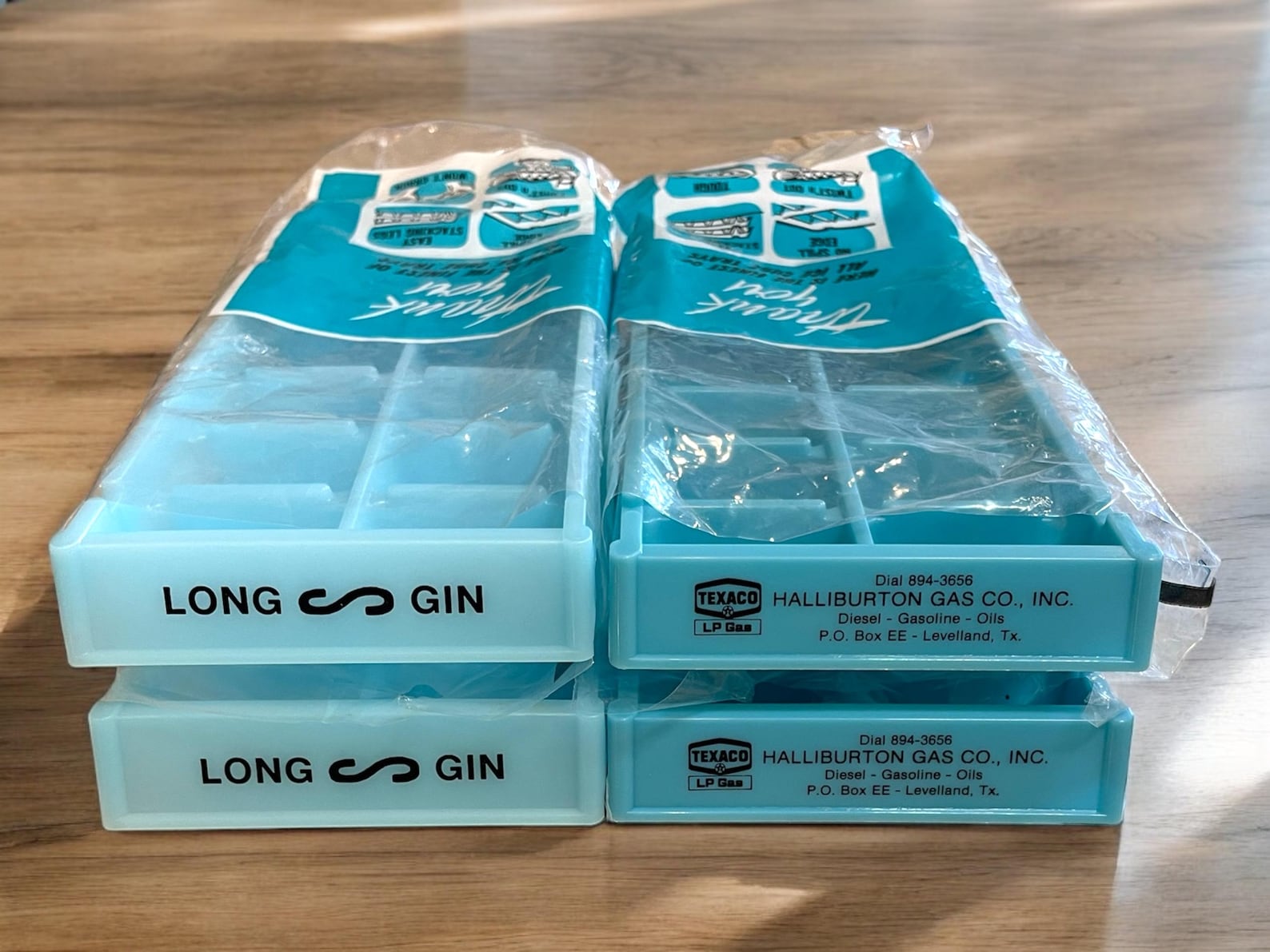 Set of 2 Advertising Ice Cube Trays *choice* Long S Gin, Texaco LP Gas ...