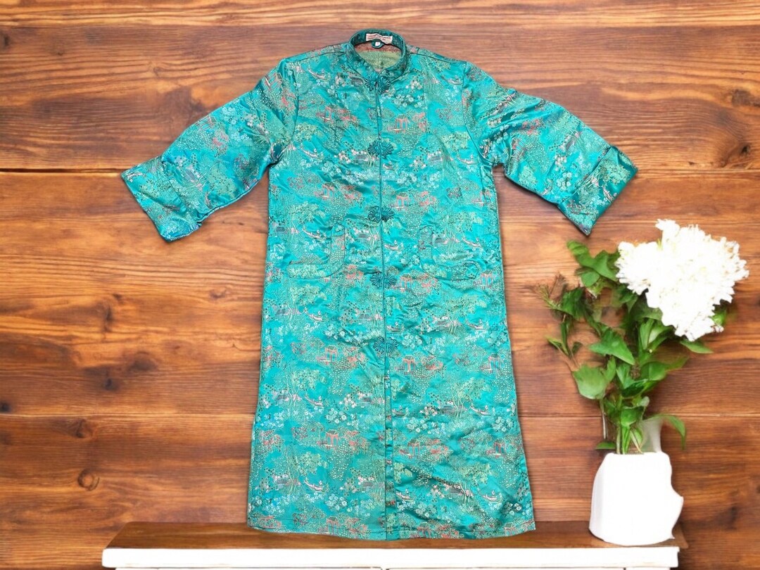 Vintage 60s Style Chinoiserie Brocade Duster Jacket Dress - Midcentury ...