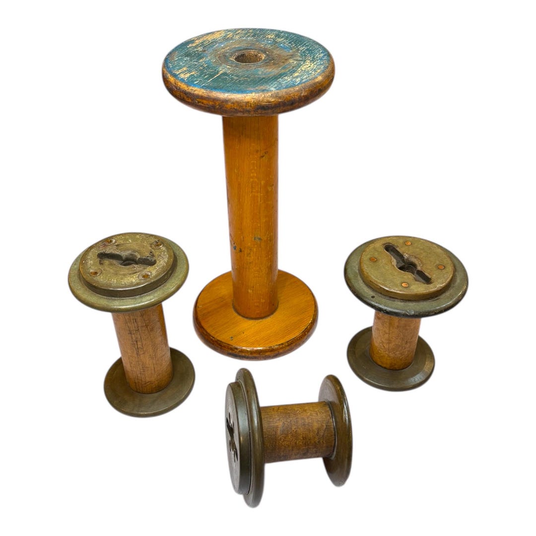 Vintage Wooden Spool Set - Industrial, Textile, Antique, Farmhouse - Etsy