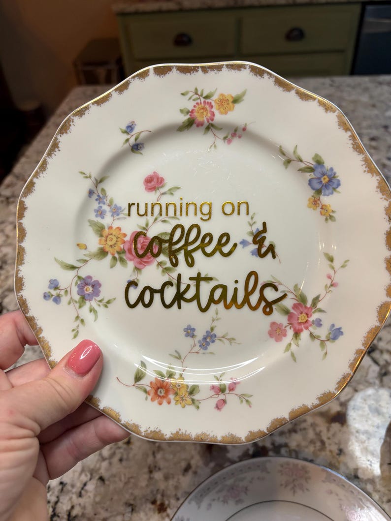 Cheeky China Coffee & Cocktail Lover Plate “running on Coffee and ...