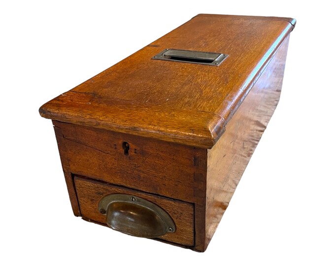 Antique Wooden Cash Register Till Box Beautiful Dovetailed Wood, Lid ...