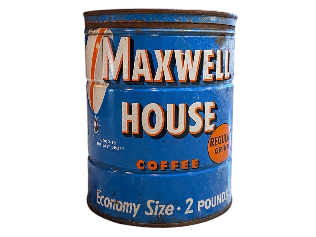 Vintage Maxwell House 2 Pound Coffee Tin Can Great Patina, Regular ...