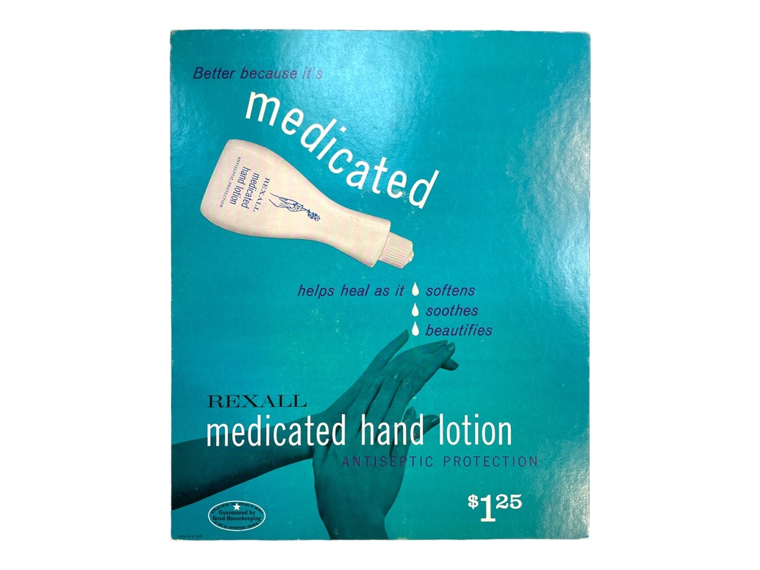 1960s Rexall Medicated Hand Lotion Point of Sale (POS) Cardboard ...