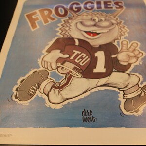 TCU Horned Toad 1972 Dirk West Print/ UT, A&M, SMU, Baylor, Arkansas ...