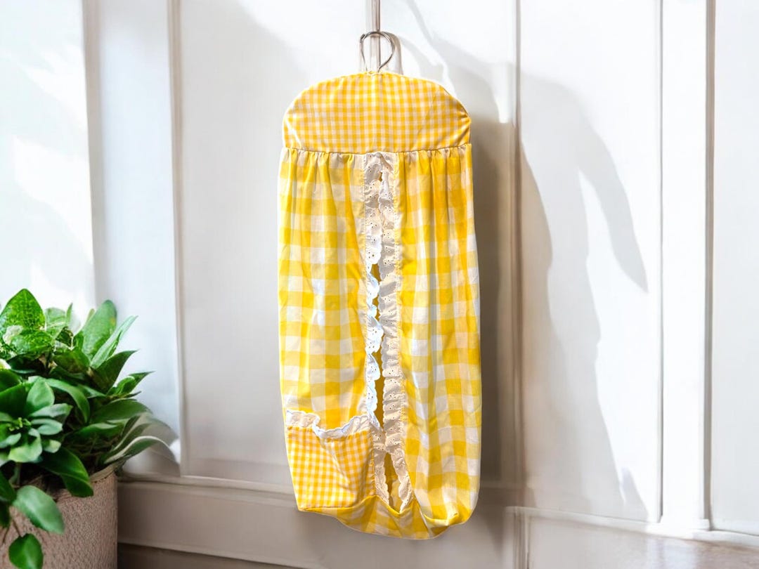 Vintage Yellow and White Gingham Diaper Stacker - Retro Diaper ...