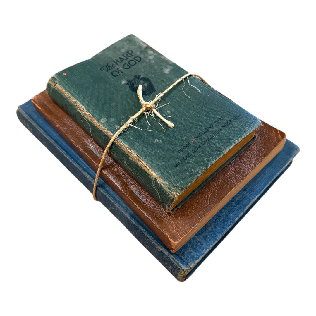 Tattered Christian Book Stack - Antique Book Stack 1921 the Harp of God ...