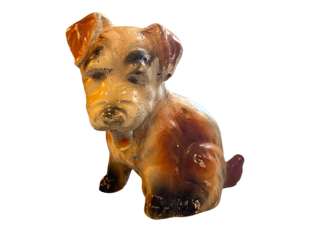 Precious Vintage Chalkware Terrier Piggy Bank - Carnival Prize, Dog ...