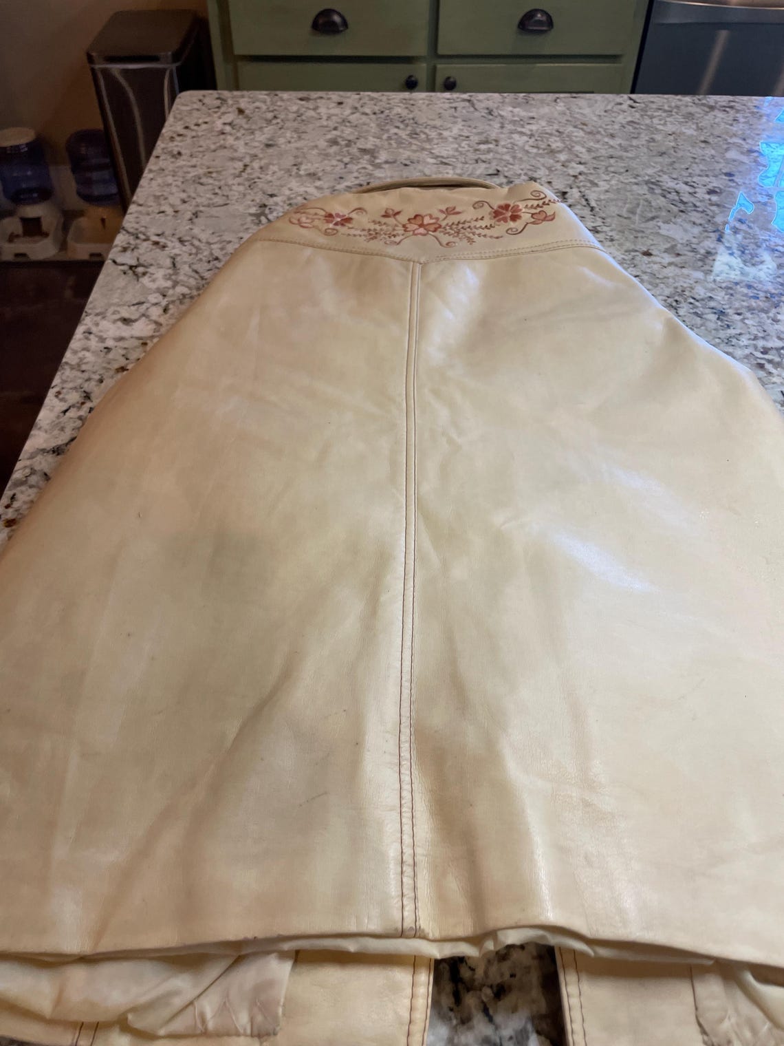 Vintage Beige Pleather Faux Leather Jacket Embroidered JC Penney Hippie ...