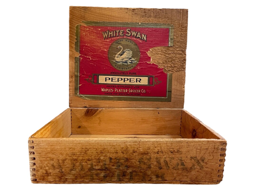 Antique White Swan Pepper Dovetailed General Store Crate Ft. Worth ...