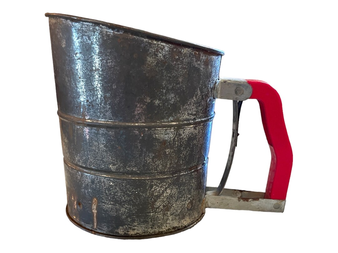 Vintage Flour Sifter With WONDERFUL RED Plastic Handle - Farmhouse ...
