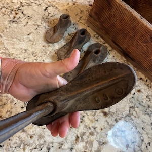 Antique Cobbler Set - 4 Sizes of Shoes, Stand, and Rustic Wooden ...