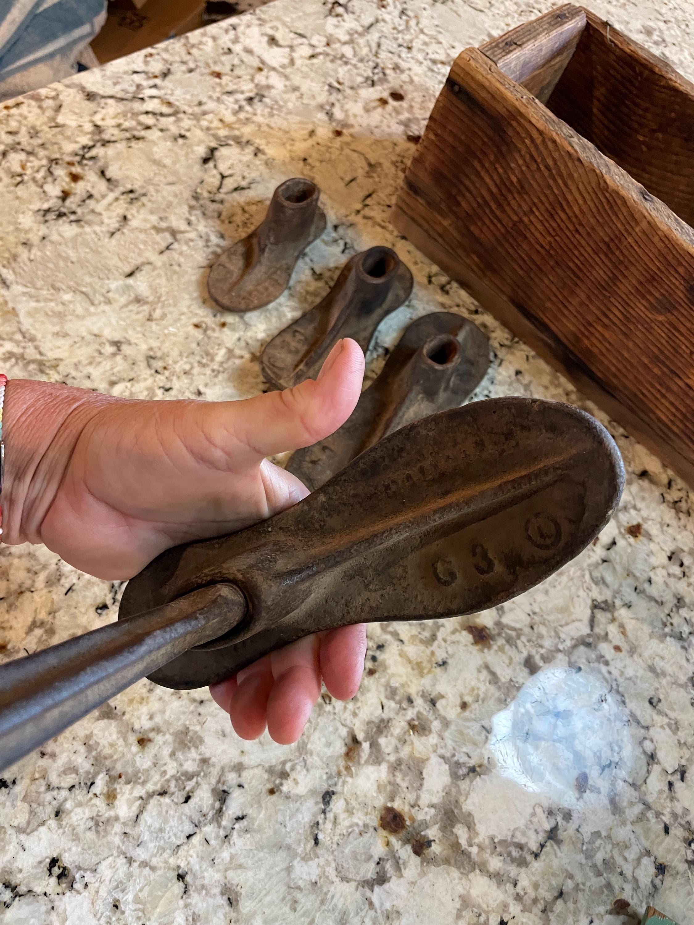 Antique Cobbler Set - 4 Sizes of Shoes, Stand, and Rustic Wooden ...