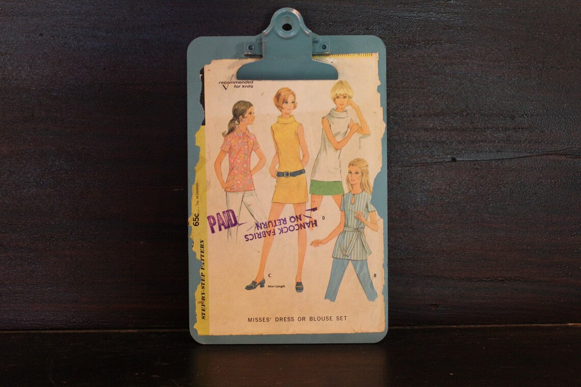 Sewing Pattern Clipboards - Choice of Vintage Antique Patterns Adhered ...