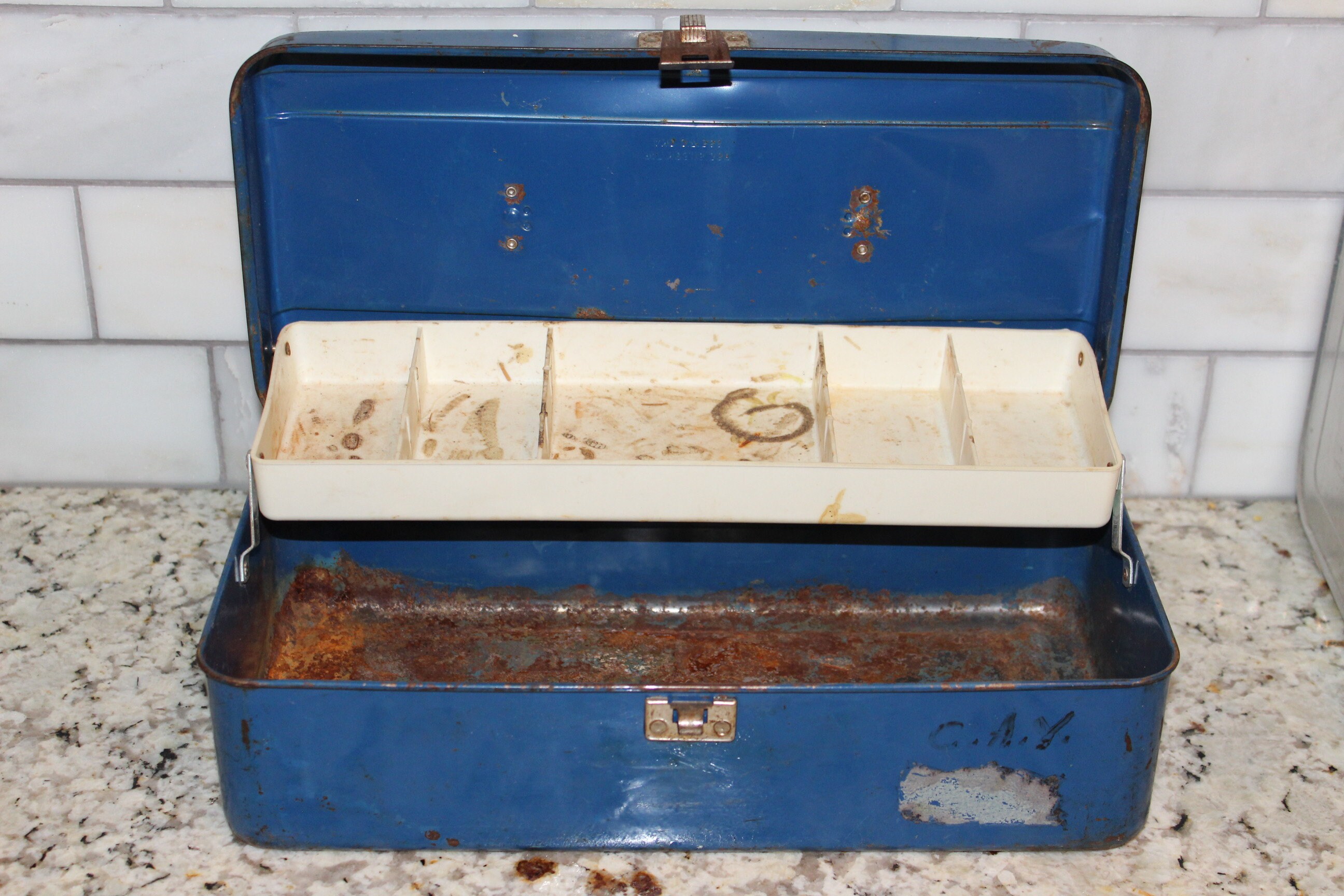 Vintage Blue Metal Tool Box Perfectly Chippy and Worn - Etsy