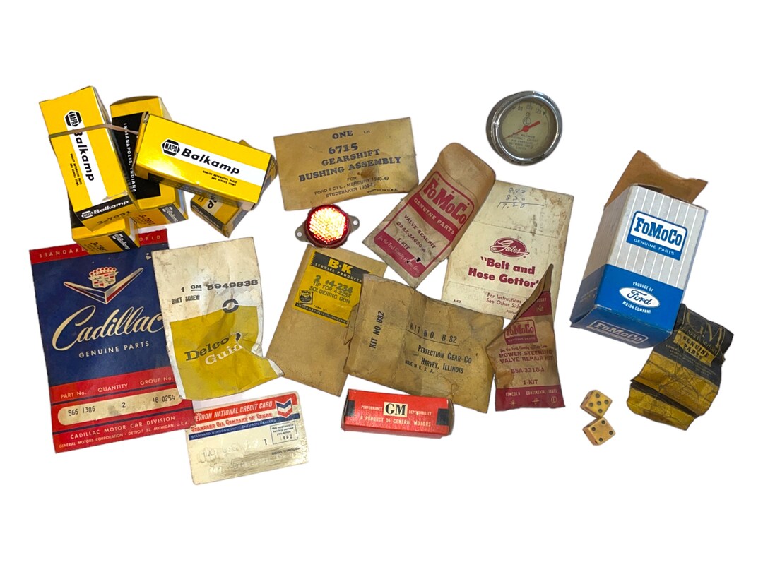 Vintage Toolbox Contents Assortment - Chevron Credit Card, Fomoco ...