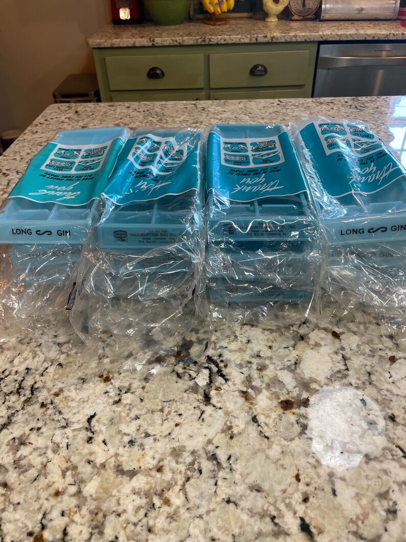 Set of 2 Advertising Ice Cube Trays *choice* Long S Gin, Texaco LP Gas ...