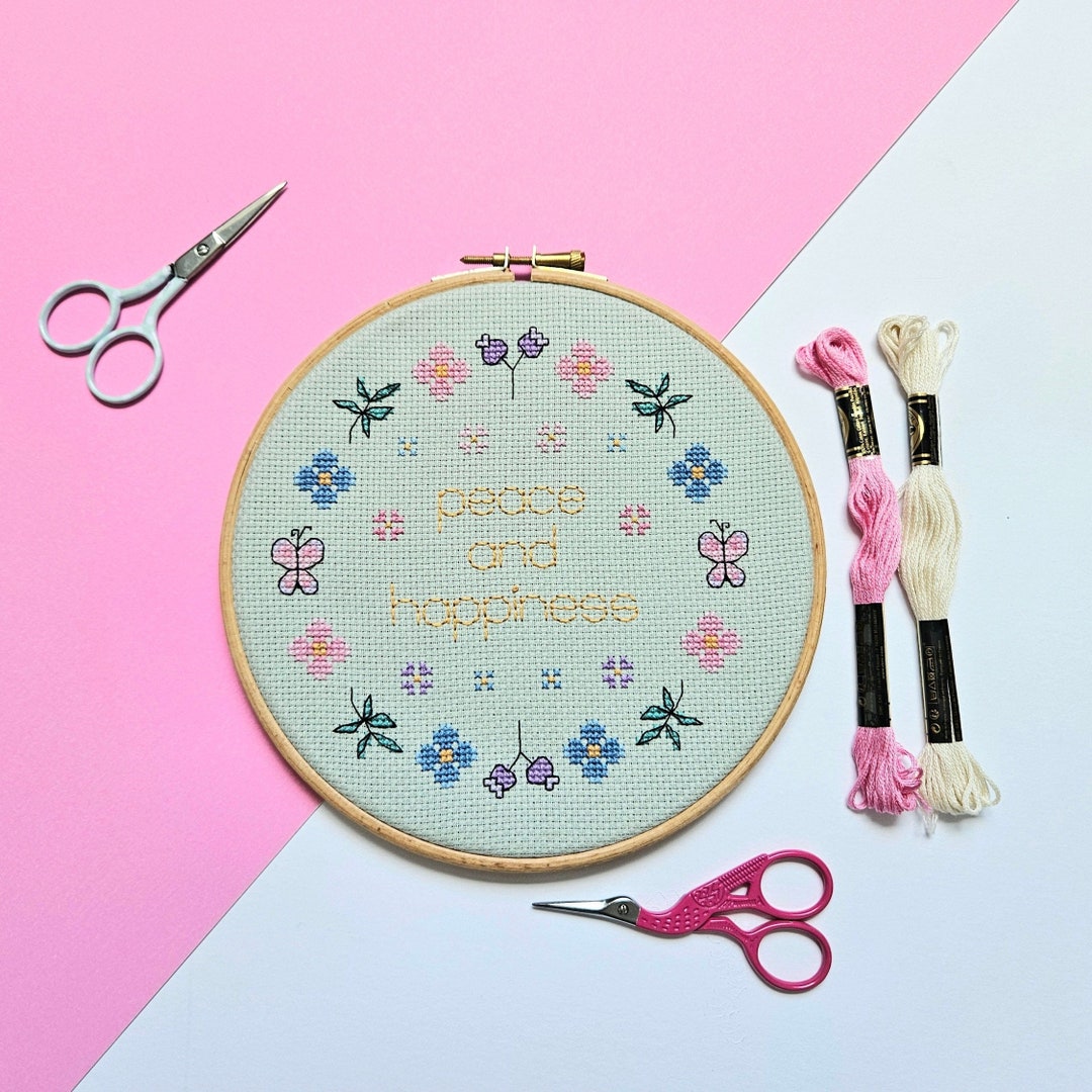Counted Cross Stitch Pattern PDF - Peace and Happiness - Instant ...