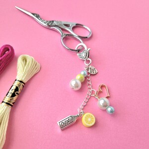 Scissor Fob - Gin and Lemon - Handmade Beaded Gift - Bag Charm ...