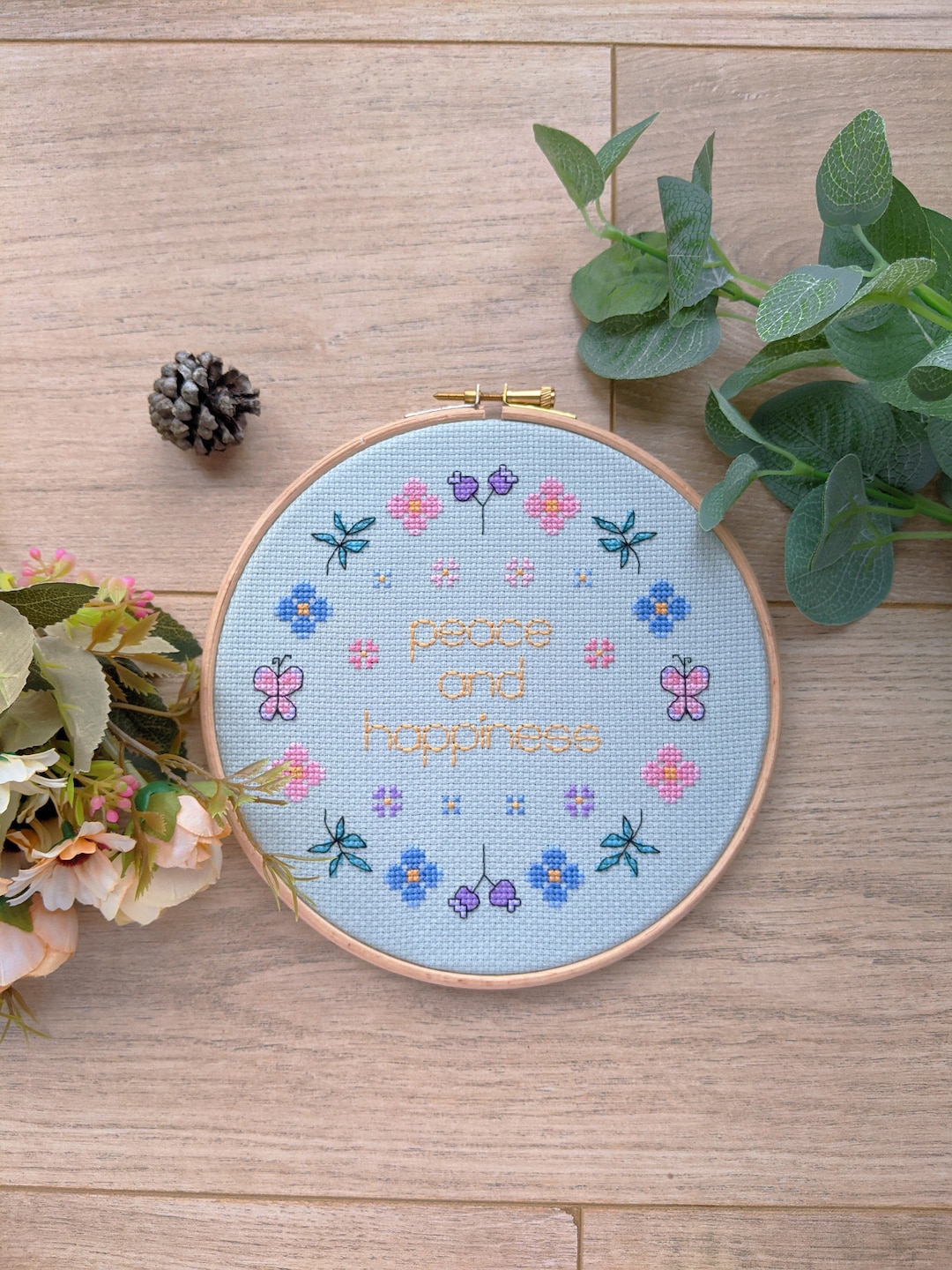 Counted Cross Stitch Pattern PDF Peace and Happiness - Etsy