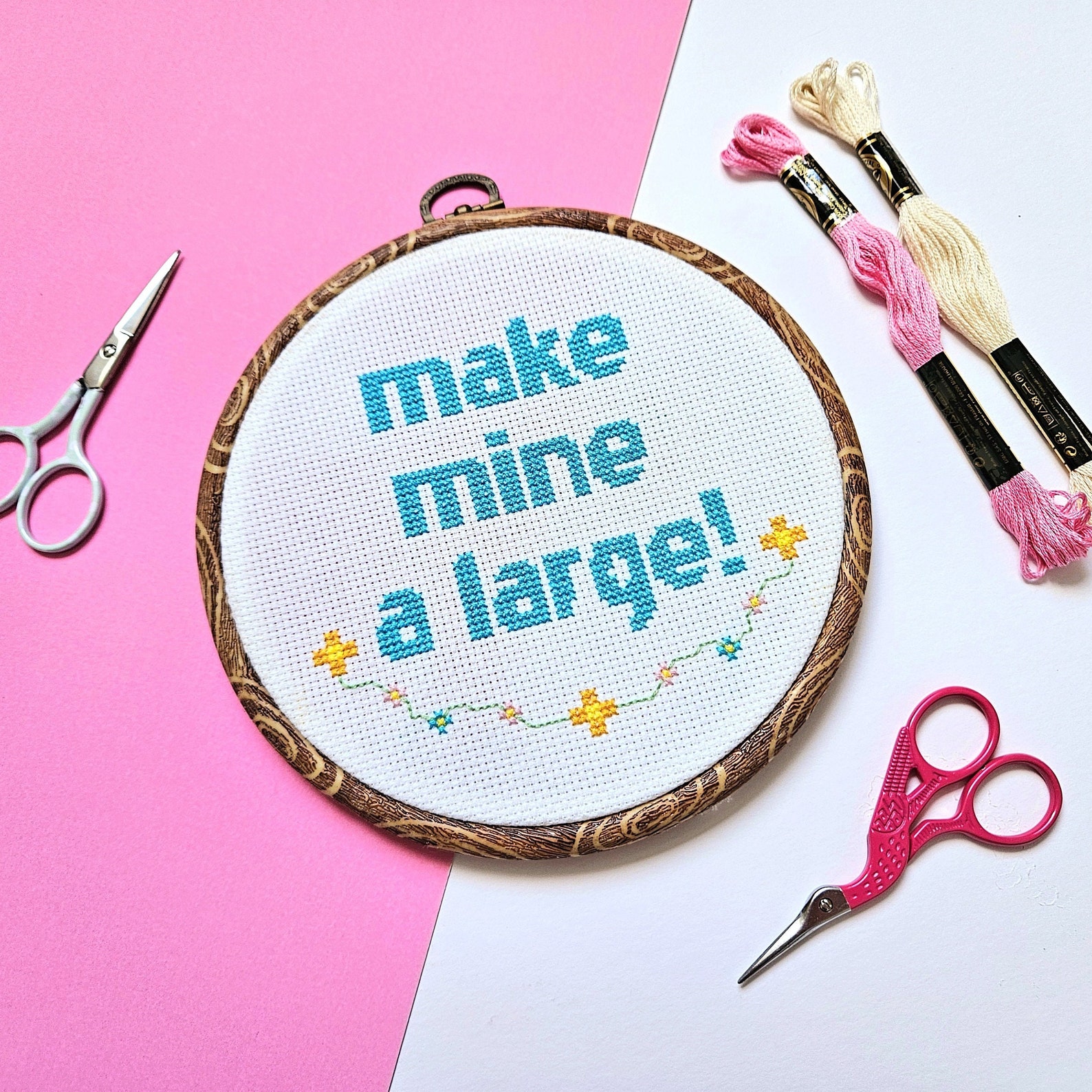 Make Mine a Large! - Cross Stitch Pattern Instant Digital Download ...