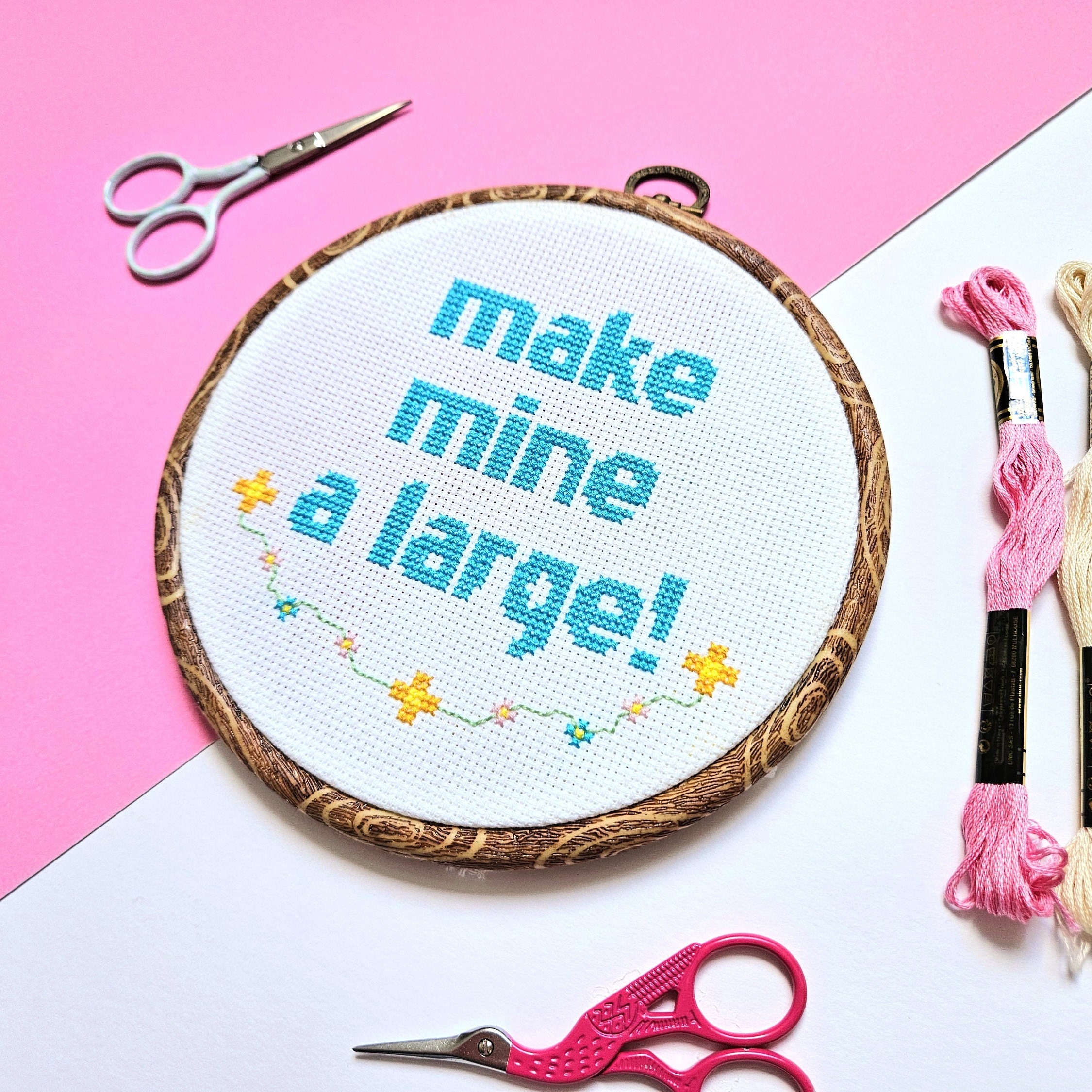 Make Mine a Large! - Cross Stitch Pattern Instant Digital Download ...