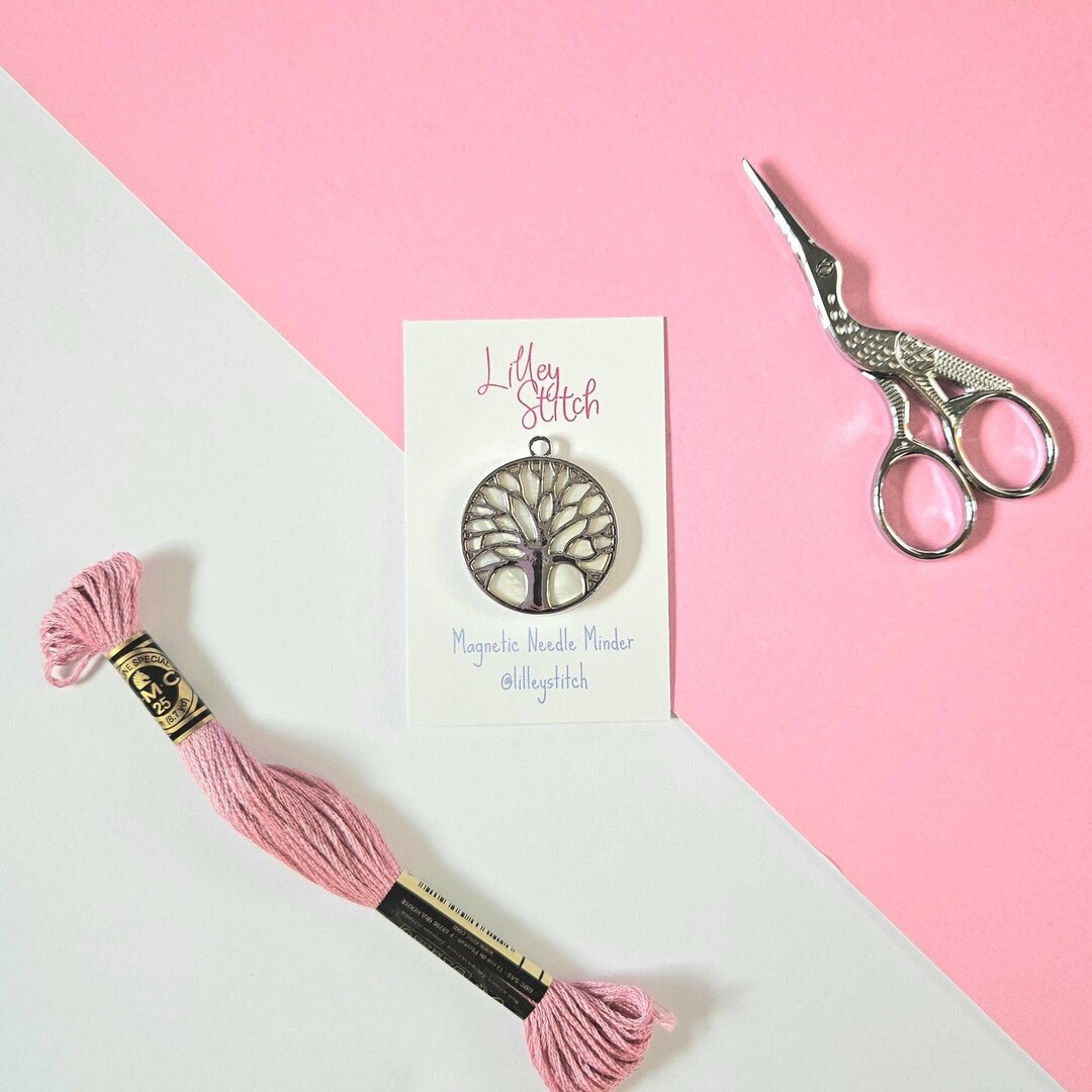 Tree of Life Needle Minder: Silver and White Magnetic Nanny - Etsy