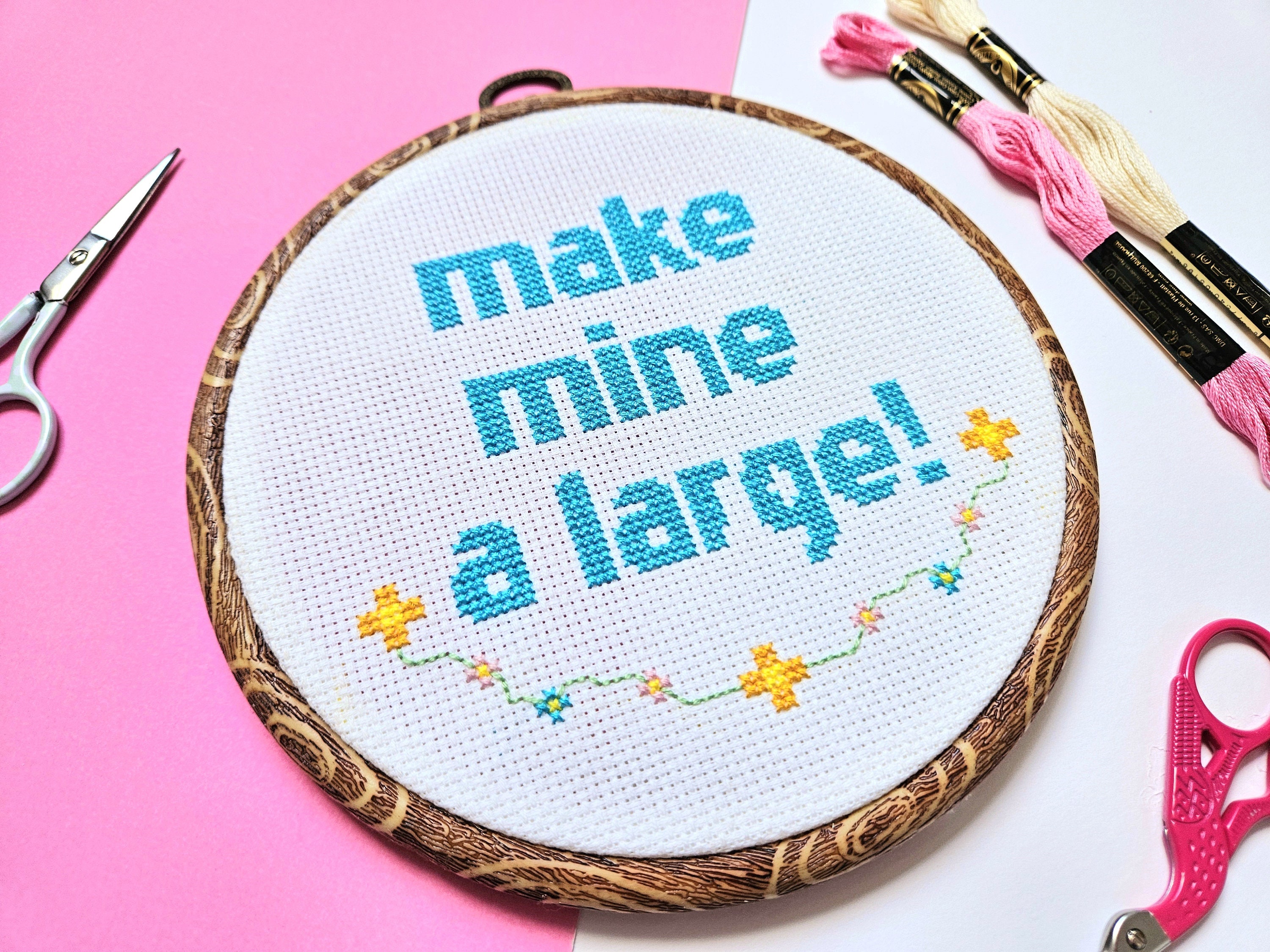 Make Mine a Large! - Cross Stitch Pattern Instant Digital Download ...
