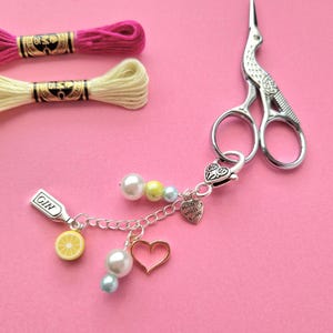 Scissor Fob - Gin and Lemon - Handmade Beaded Gift - Bag Charm ...