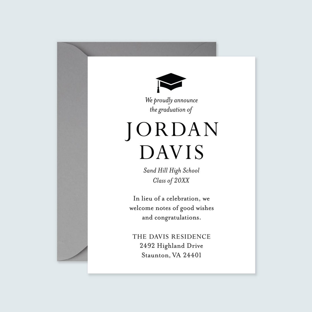 Black and White Graduation Announcements With Premium Envelopes, Gifts ...