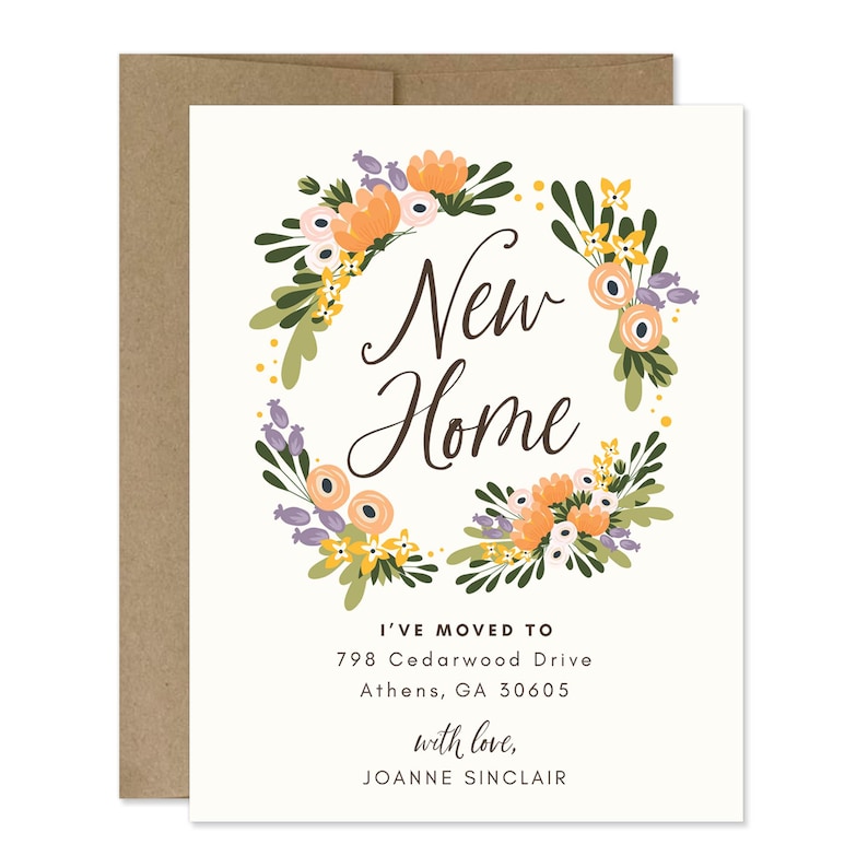 Floral New Home Moving Announcements: Personalized Address Cards - Etsy