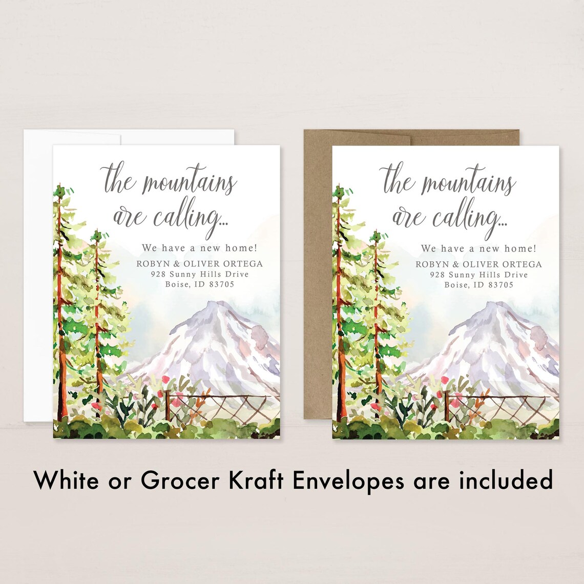 Mountain Moving Announcement Cards, 4.25x5.5 Personalized New Address ...