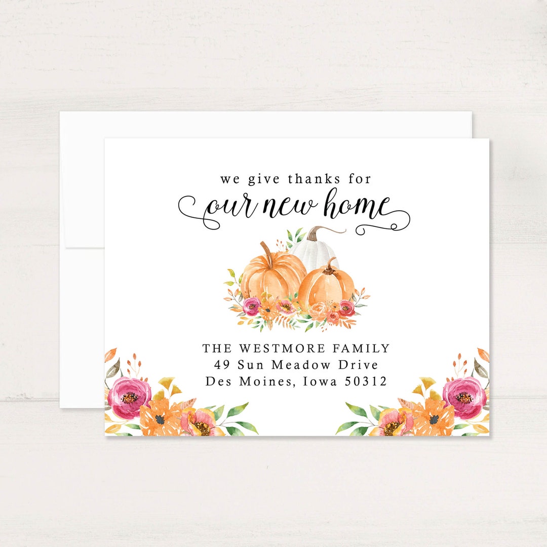 Fall Pumpkin Moving Announcement Cards, New Address (5.5x4.25" Flat ...