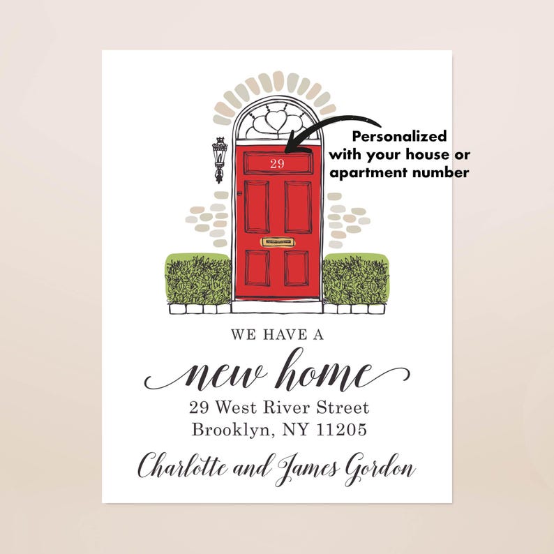 Red Door Moving Announcements: Personalized New Address Cards - Etsy