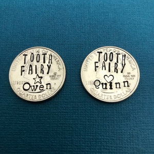 Tooth Fairy | Hand Stamped | Quarter | Tooth Lost Gift | Lost Tooth ...
