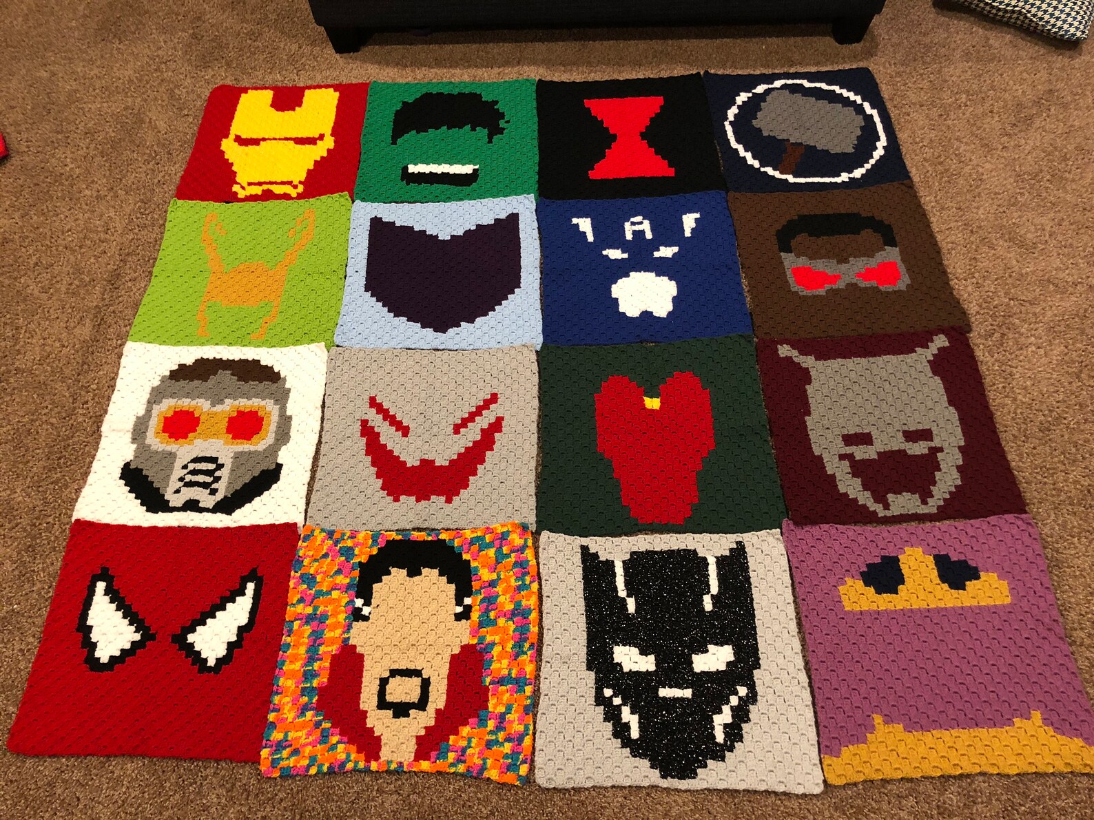 Marvel Cinematic Universe C2C Graphigan Pattern Queen Size ***PATTERN ...